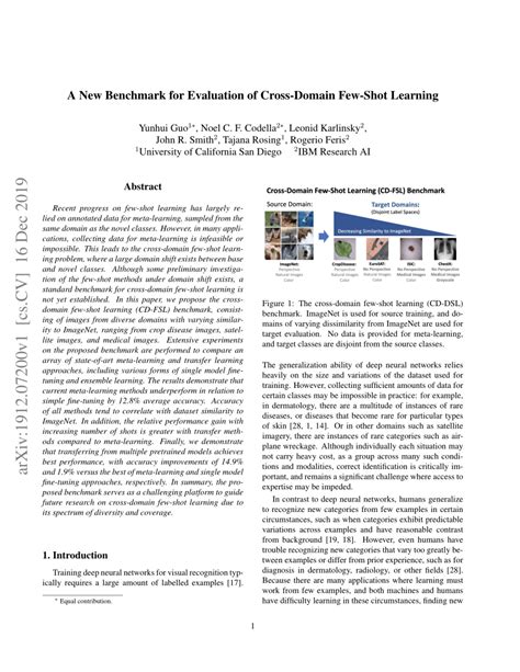 pdf a new benchmark for evaluation of cross domain few shot learning