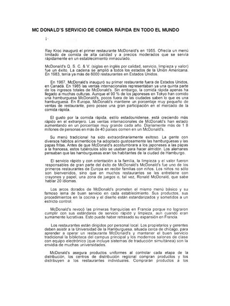 Caso Mc Donalds Pdf