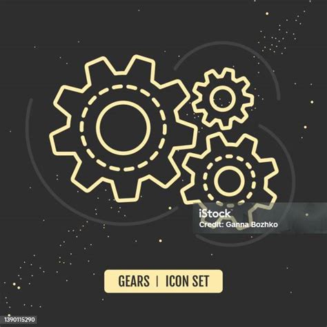 검은 공간 배경에 고립 된 기어 그룹 톱니 바퀴 아이콘 디자인 벡터 일러스트 레이 션 개체 그룹에 대한 스톡 벡터 아트 및 기타 이미지 개체 그룹 건설 기계류 검은색