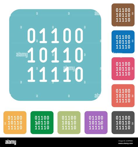 Flat Binary Code Icons On Rounded Square Color Backgrounds Stock Vector Image And Art Alamy