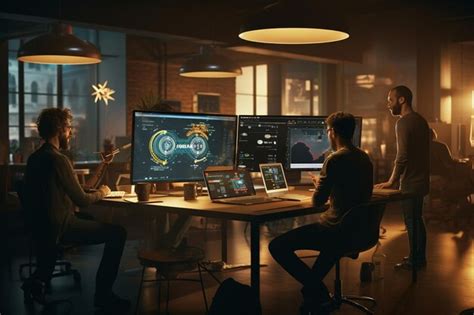 Premium Photo Team Of Programmers Collaborating On Coding Generative Ai