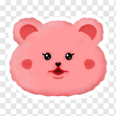 머리 귀여운 핑크색 곰 스티커 상표 분홍색 곰 Png 일러스트 및 Psd 이미지 무료 다운로드 Pngtree