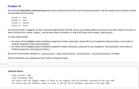 The Csv File ProblemSet Wnvhumancases Csv Is Chegg