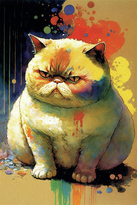 The Exotic Shorthair Cat Composition 005 Painting By Aryu Fine Art America