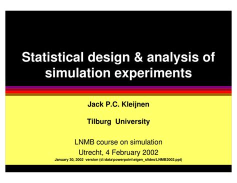 PDF Design And Analysis Of Simulation Experiments