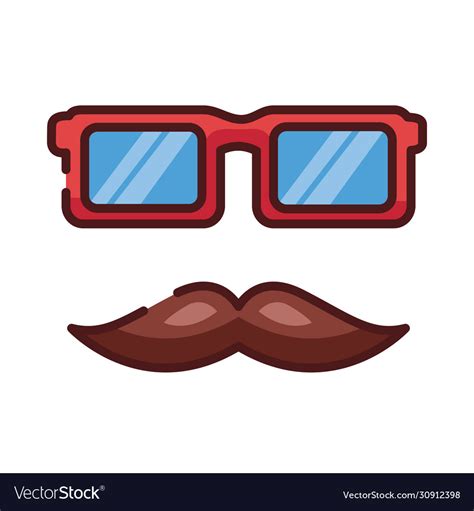 Dad Mustache And Eyeglasses Hipster Line Fill Vector Image