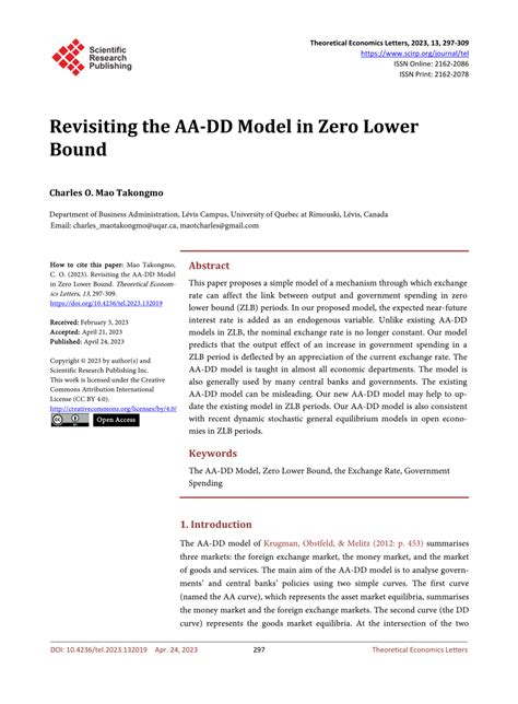 PDF Revisiting The AA DD Model In Zero Lower Bound