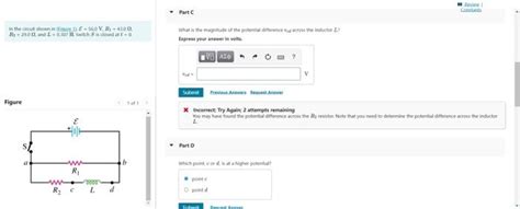 Solved I Review Constants Part C In The Circuit Shown In Chegg Com