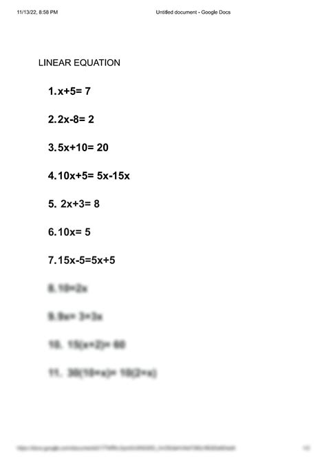 Solution Linear Equation Worksheet Studypool