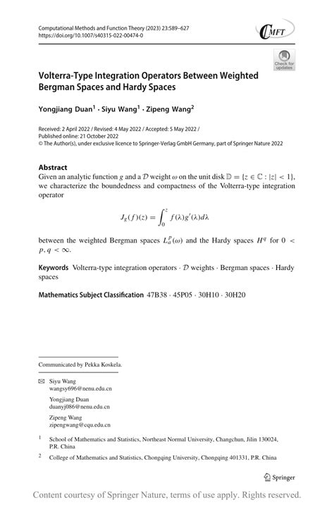 Volterra Type Integration Operators Between Weighted Bergman Spaces And