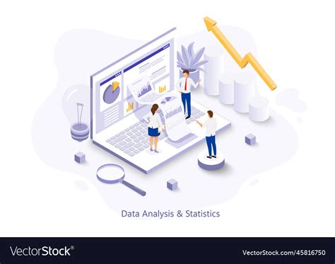 People Characters Working With Data Analysis Vector Image