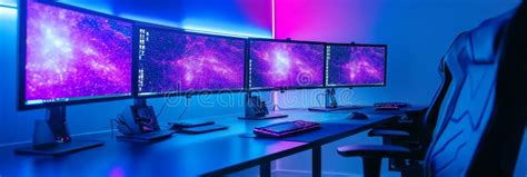 Advanced Multimonitor Workspace Setup Modern Workspace With Multiple