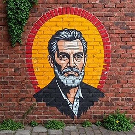 Stunning Photo A Brick Wall With A Large Portrait Mural A Captivating
