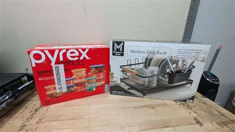 Pyrex Glass Tupperware And Modern Dish Rack Bundle Open Box Rio