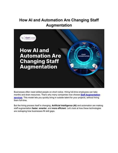 A Comprehensive Guide To Ai And Automation In Staff Augmentation Pdf