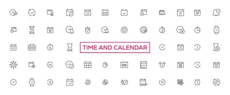 Time And Clock Calendar Timer Line Icons Vector Linear Icon Set 42059540 Vector Art At Vecteezy