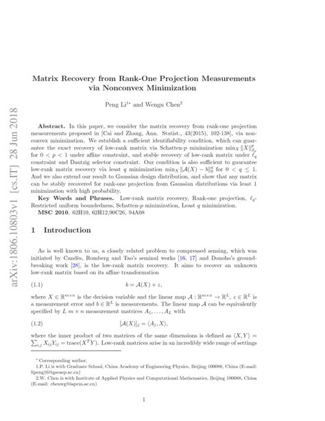 Matrix Recovery From Rank One Projection Measurements Via Nonconvex