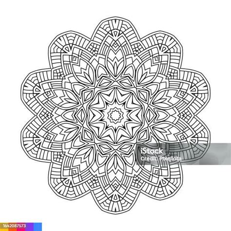 색칠하기 책 페이지를 위한 만다라 아트 디자인 그래픽 프린트에 대한 스톡 벡터 아트 및 기타 이미지 그래픽 프린트 꽃 식물
