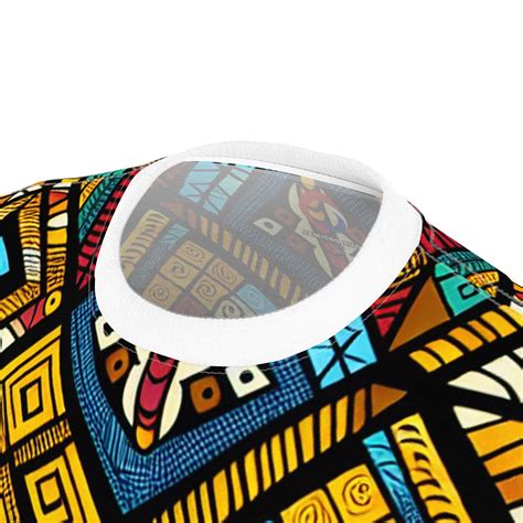 African Tribal T Shirt Vibrant Geometric Textile Art Etsy