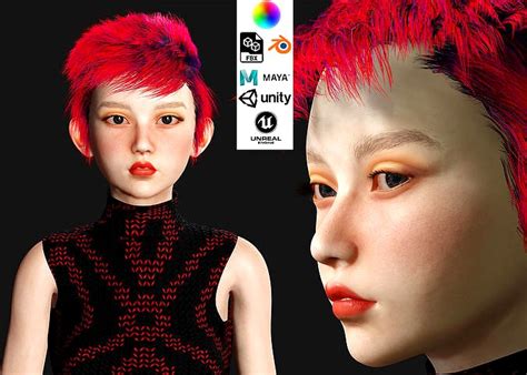 Naked Modular Asian Girl Game Ready D Model