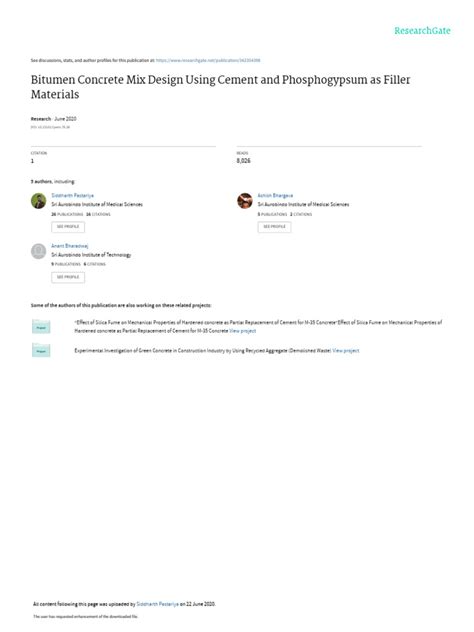 Bitumen Concrete Mix Design Using Cement And Phosphogypsum As Filler