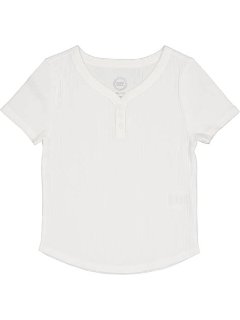 Wonder Nation Girls Short Sleeve Henley Knit Top Sizes 4 18 Plus Soft