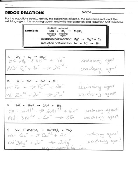 Answers Redox Questions Pdf