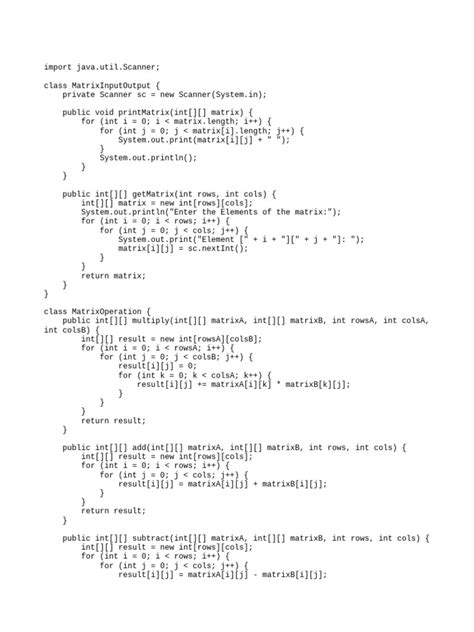 matrix operations pdf