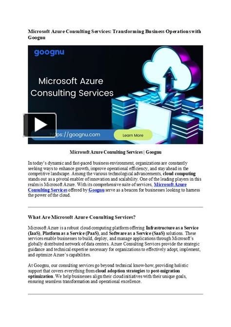 Ppt Microsoft Azure Consulting Services Transforming Business Operations With Goognu