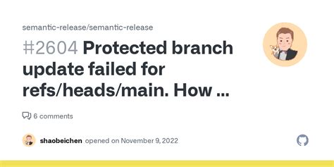 Protected Branch Update Failed For Refsheadsmain How To Handle It