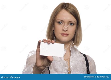 Presenting Her Business Card Stock Image Image Of Finger Growth