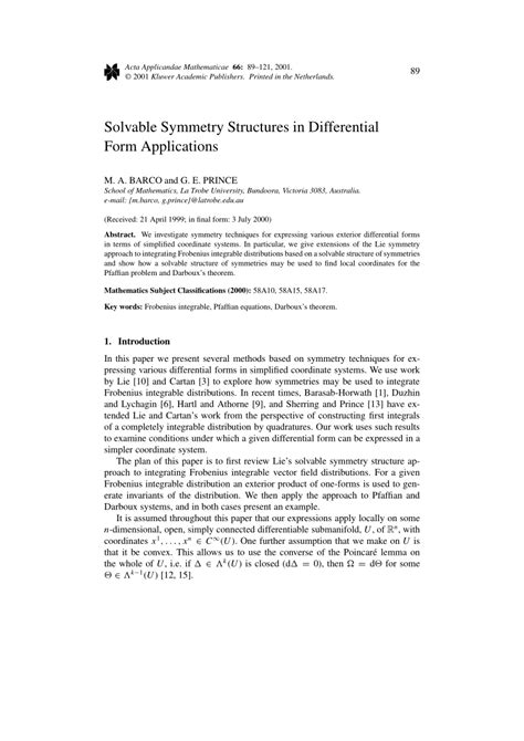 Pdf Solvable Symmetry Structures In Differential Form Applications