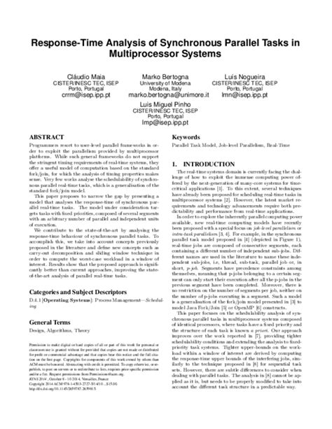 Pdf Response Time Analysis Of Synchronous Parallel Tasks In