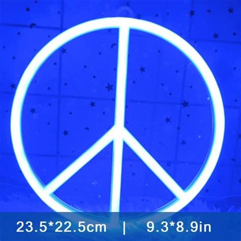 Neonpeace Blue Lampe Néon Led En Forme De Symbole De Paix Alimentée
