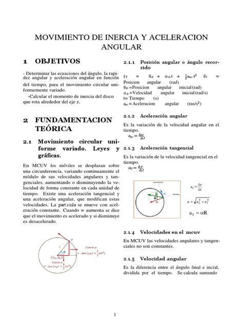 Momento De Inercia Y Aceeracion Angular Pdf Movimiento Física Momento Angular