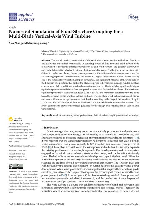 Pdf Numerical Simulation Of Fluid Structure Coupling For A Multi