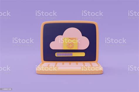 비즈니스 네트워크 개념을위한 클라우드 컴퓨팅 기술 및 온라인 데이터 저장 컴퓨터 화면의 로딩 막대가있는 문서 파일 전송 프로세스