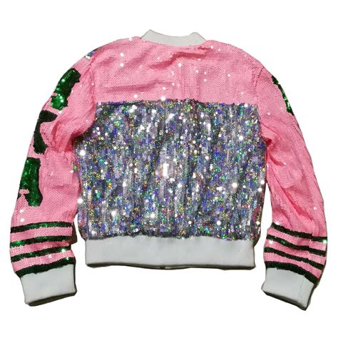 Блестки с длинным О образным вырезом розовый зеленый Alpha Kapp женское сообщество Альфа Aka