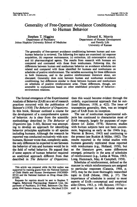 Generality Of Free Operant Avoidance Conditioning To Human Behavior