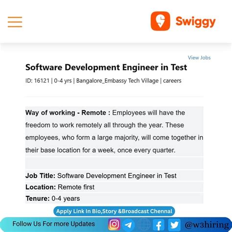 Swiggy Recruitment 2024 Hiring Software Development Engineer In Test