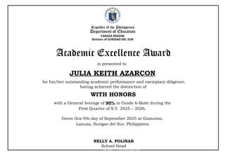 Honors Edited Certificate Of Recognition 1 Pptx