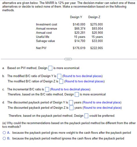 Solved Alternative Are Given Below The Marr Is 12 Per