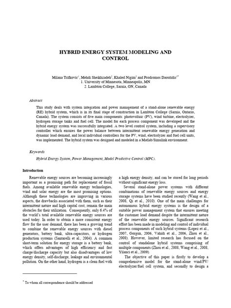2012 Hybrid Energy System Modeling And Pdf Photovoltaics Applied And Interdisciplinary Physics