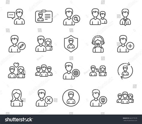 Users Line Icons Male Female Profiles Stock Vector Royalty Free 662377678 Shutterstock