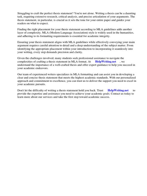 Thesis Statement Placement Mla Pdf