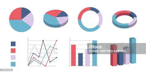 Pie Chart Examples Column Chart And Line Graph Chart Vector Isometric And Flat Illustration