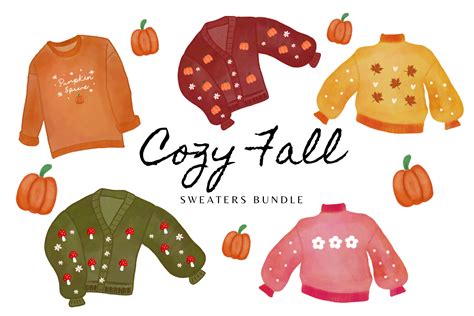 Cozy Fall Fashion Autumn Sweaters Bundle Graphic By Lily Kairie