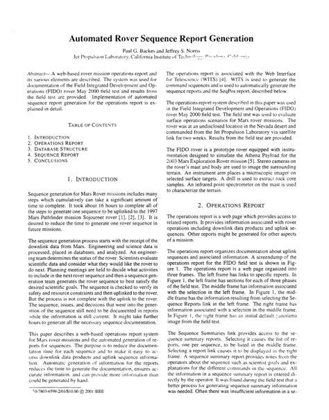 Pdf Automated Rover Sequence Report Generation