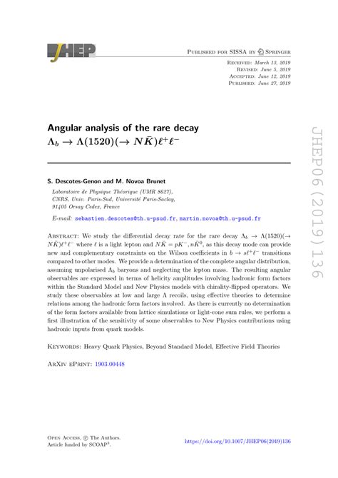 PDF Angular analysis of the rare decay Λ b Λ N K ℓ ℓ