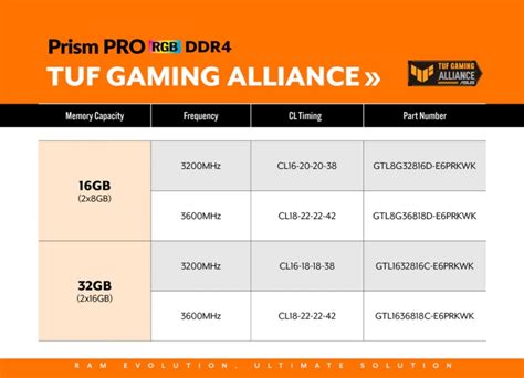 Mémoire V Color Tuf Gaming Alliance • Pause Hardware